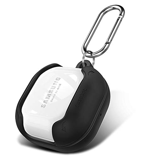 Fintie Silicone Case for Samsung Galaxy Buds 2 Pro (2022) / Galaxy Buds 2 (2021) / Galaxy Buds Pro (2021) / Galaxy Buds Live (2020), Shockproof Carrying Cover with Carabiner, No Need Adhesive (Black)