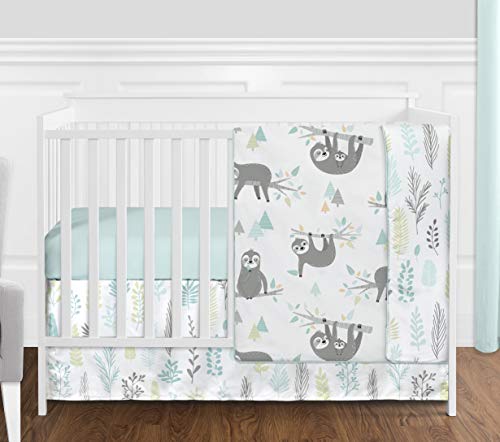 Sweet Jojo Designs Blue Tropical Leaf Foldable Fabric Storage Cube Bins Boxes Organizer Toys Kids Baby Childrens - Set of 2 - for The Turquoise Grey Green Botanical Rainforest Jungle Sloth Collection