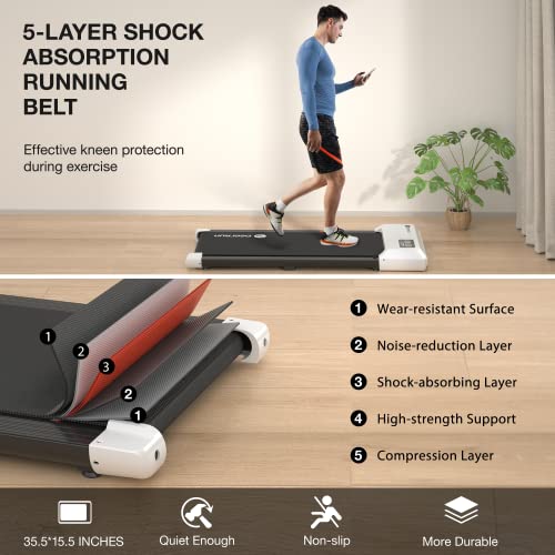 DeerRun Walking Pad, Under Desk Treadmill, Walking Pad Treadmill Under Desk with Remote Control, Mini Treadmill for Home Office Under Desk, Walking Treadmill 300LBS Capacity, 44" D x 20" W x 4" H