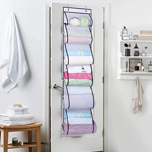 MISSLO 6 Clear Pockets Over Door Organizer for Handbags, Caps, Accessories (White)
