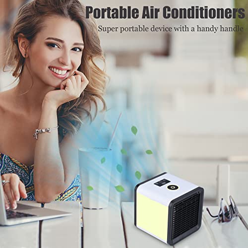 DEKBED Portable Air Conditioner, Mini AC Unit,small personal evaporating cooler, 3 speed 7 color LED lights, 4 in 1 person cooling fan touch screen, Home Room Office outdoor