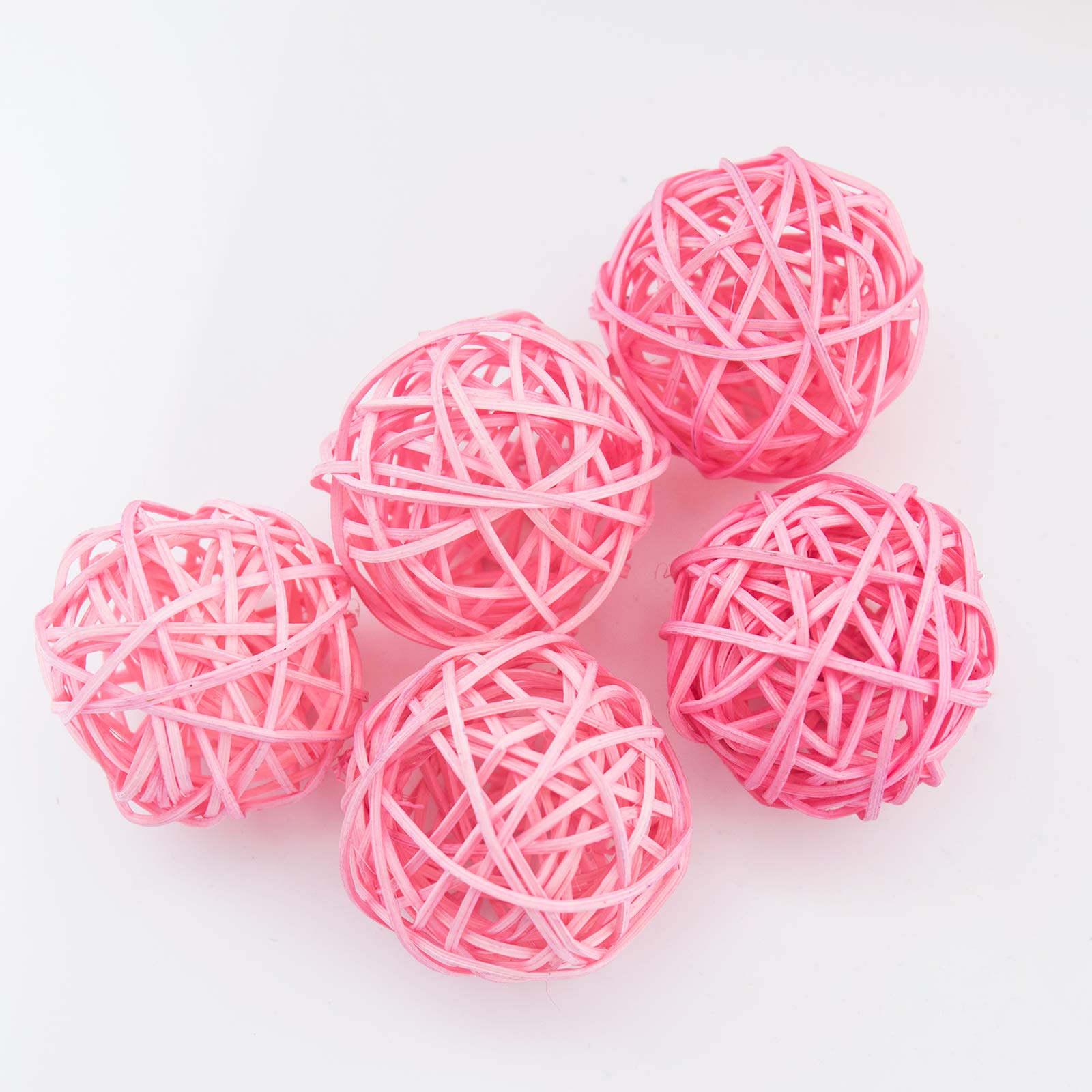 HaiMay 45 Pieces Wicker Rattan Balls Decorative for Vase Fillers,Bird Toys,Garden,Party,Wedding,Table Decoration,1.8 Inch(Pink)