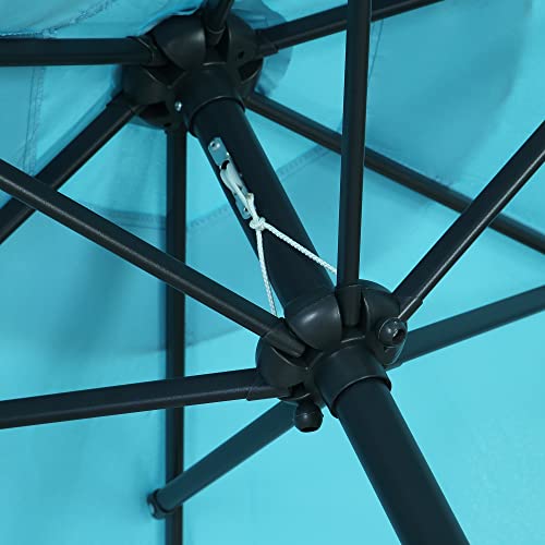 HYD-Parts 11 FT Large Patio Umbrella Waterproof and Sun Shade 360-Degree Outdoor Umbrella with Tilt and Crank (Blue)