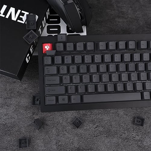 GEKUCAP 128 Keys Dark Grey Keycaps, Cherrr Profile PBT Customized Keycaps Set, Dye Sublimation Black and Grey Keycaps Fit for Any Cherry Mx Switches Gaming Mechanical Keyboard