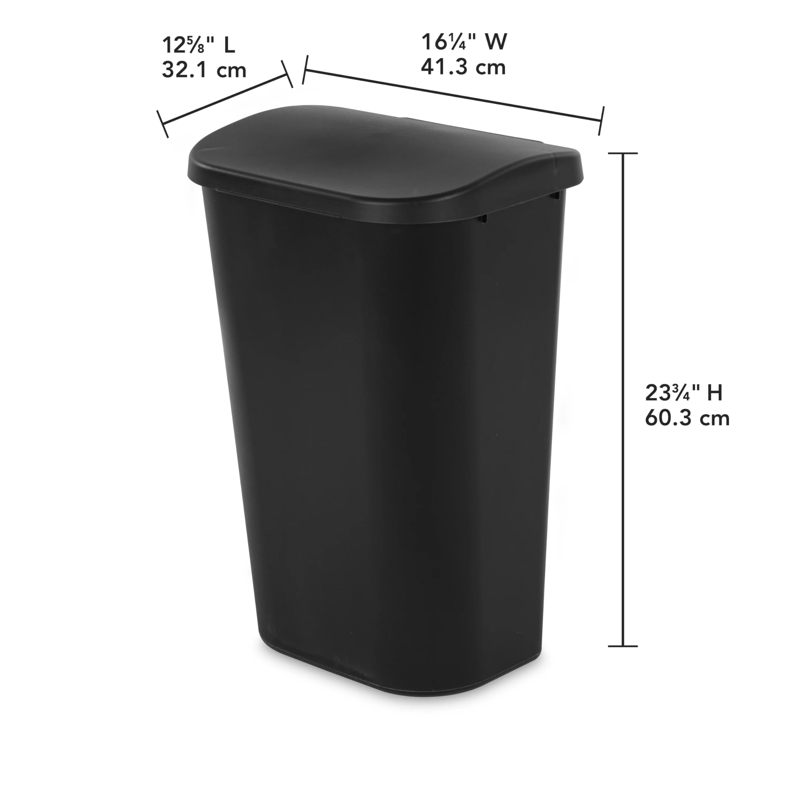 BHCHA 11.3 Gal. Lift Top Wastebasket Plastic, Black