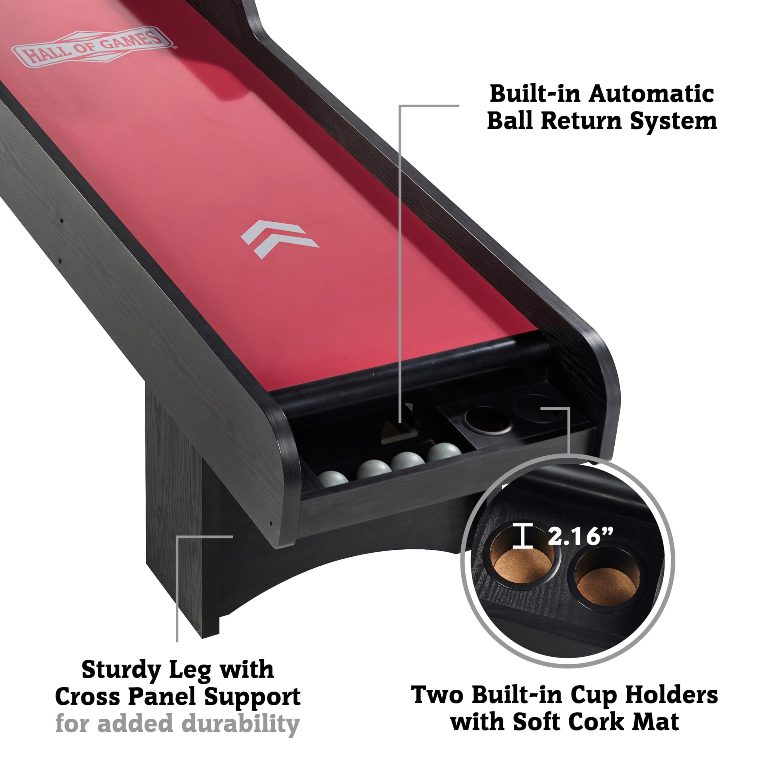 Hall of Games 130 Inch Premium Roll and Score Game, Burgundy/Black