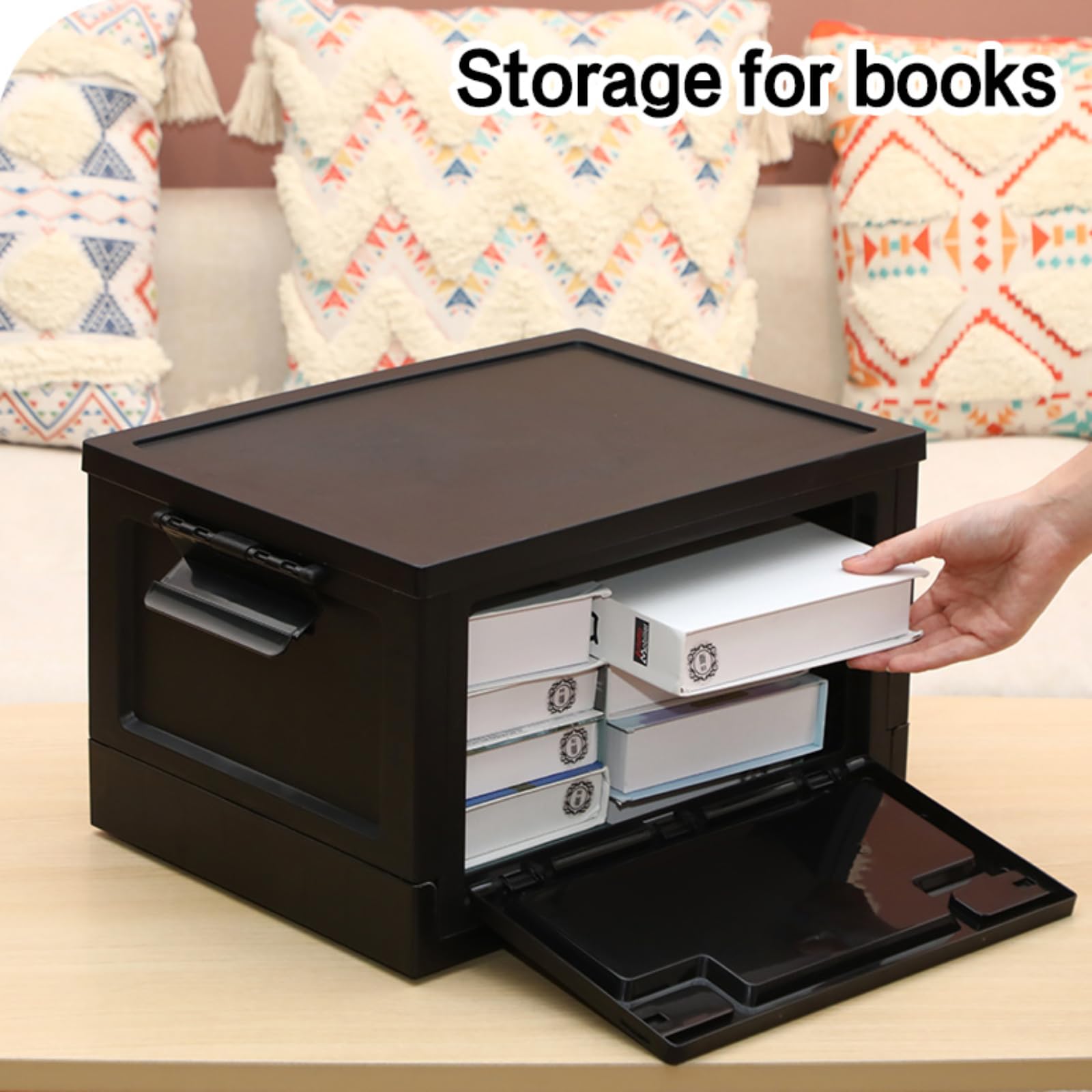 Burbell 2 Pcs 30 L Foldable Outdoor Storage Box Lockable Plastic Deck Box Waterproof Patio Storage Box PP Storage Bin for Package Delivery Patio Cushions Gardening Tools UV Resistant