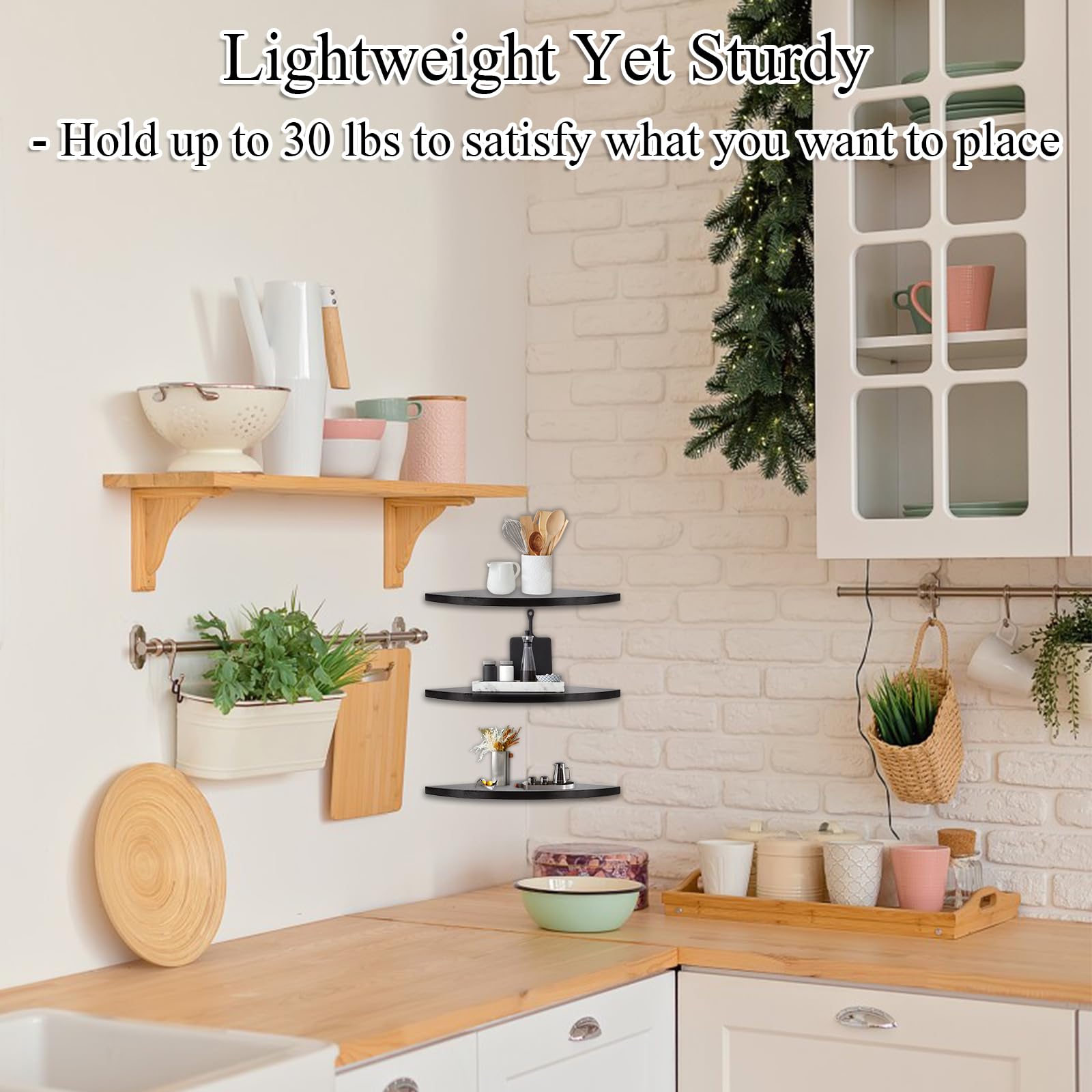CYEAH 4 Pcs Corner Floating Shelves for Wall, 11.8 inch Corner Wall Shelves, Fan-Shaped Wall Mounted Corner Storage Display Shelving for Bathroom, Bedroom, Living Room, Kitchen