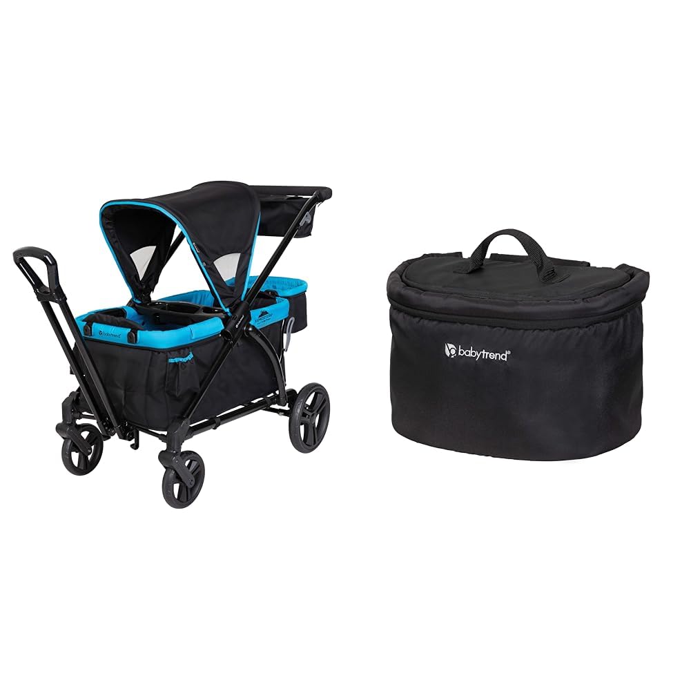 Baby Trend Expedition 2-in-1 Stroller Wagon Plus, Ultra Marine & Insulated and Versatile Stroller Wagon Deluxe Storage Basket for Expedition and Tour Wagon Models