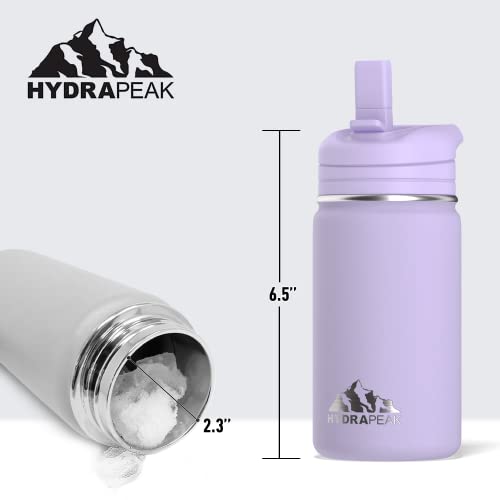 Hydrapeak Mini 14oz Kids Water Bottle with Straw Lid, Insulated Water Bottle Kids, Kids Water Bottle Stainless Steel, Kids Water Bottles (Lavender)