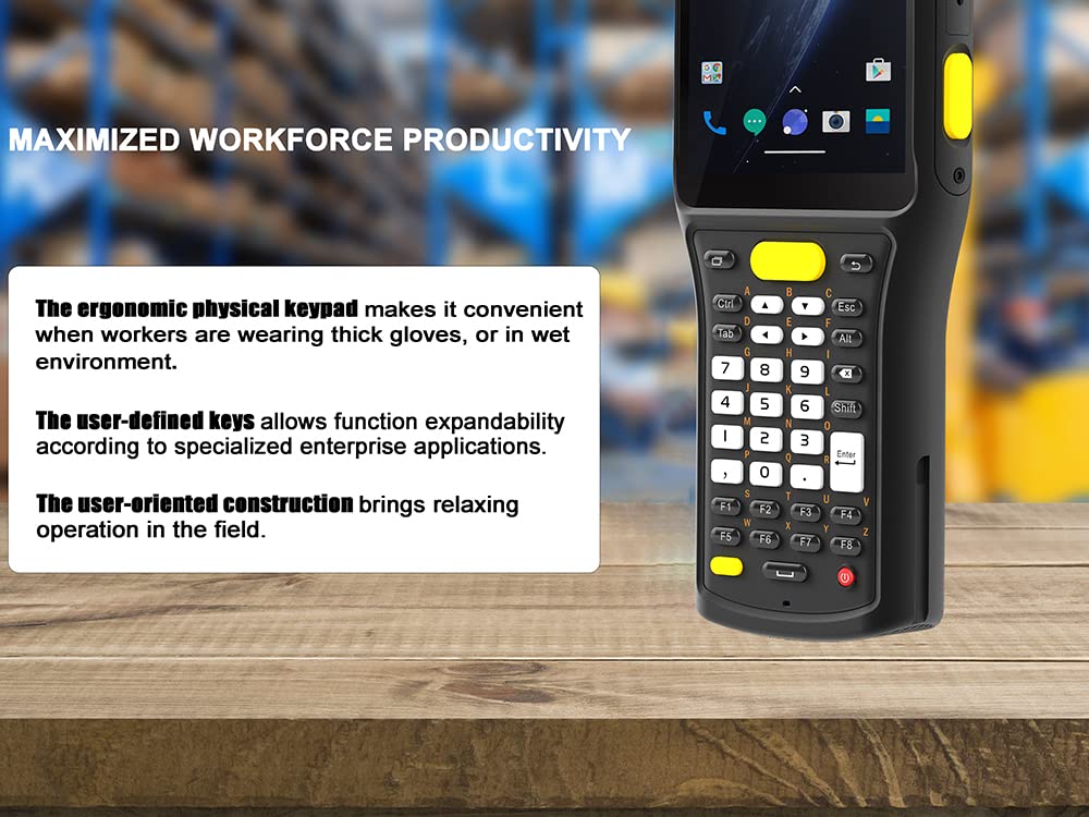 Rugged Android Handheld PDA Warehouse Inventory Barcode Scanner, Integrated Zebra 2D Scan Engine, Physical Keypad, GPS, WiFi & 4G for WMS & Logistics