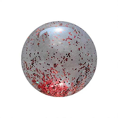 Kanoyavv Beach Ball Pool Toys Balls Giant Confettis Glitters Inflatable Clear Beach Ball, Swimming Bath Toys Pink Inflatable Pool Water Toys for Kids Ages 4-8 Beach Essentials for Kids