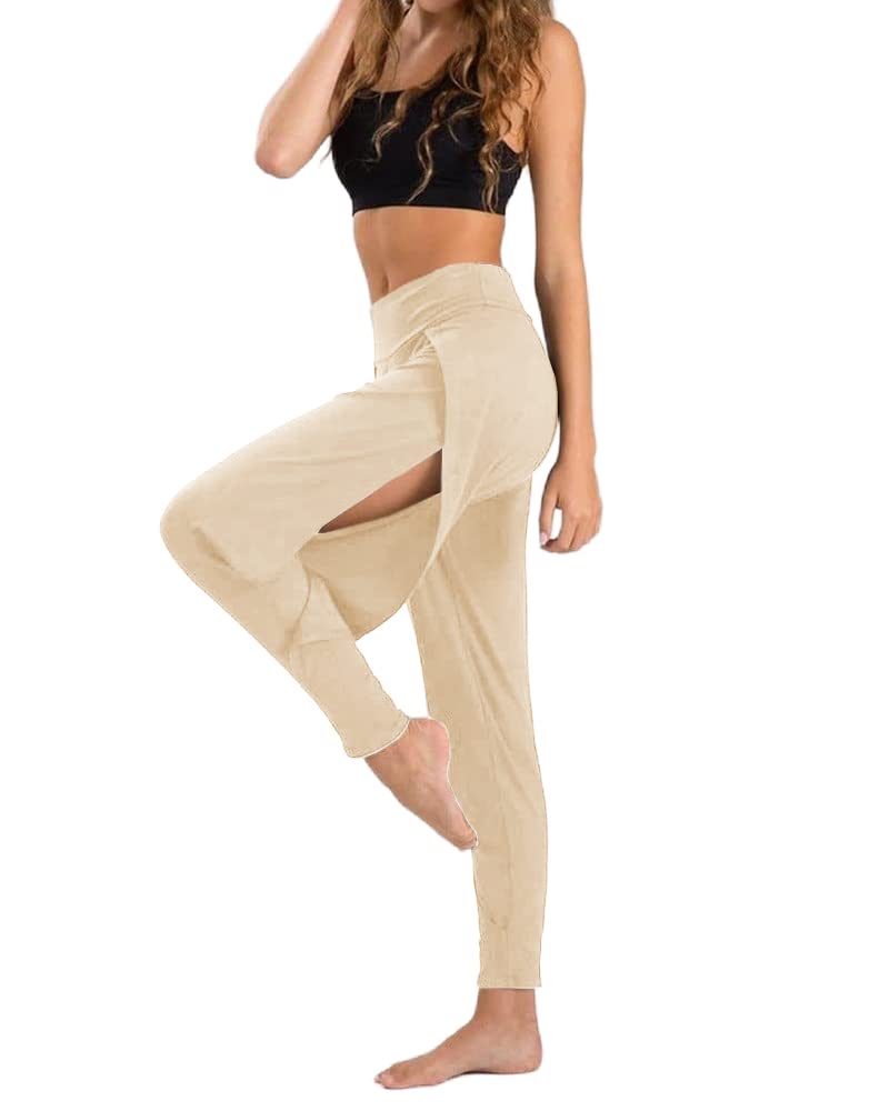 Aurgelmir Women's Casual High Waisted Elastic Loose Fit Yoga Pants Side Split Joggers Active Workout Harem Pants Black