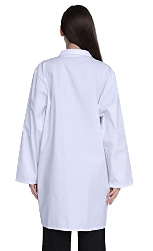 GOQUCHEP Professional Lab Coat for Women, Full Sleeve Cotton Blend Long Medical Coat,White, Unisex (White, Small)