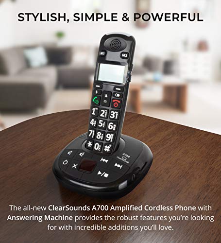 ClearSounds A700 Amplified Cordless Phone with Answering Machine - Supports DECT 6.0 Frequency, Multi-Line Operation, AC Power and Battery Operated