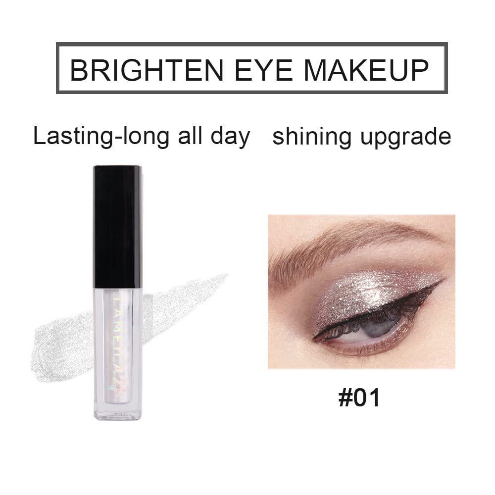 BINGBRUSH 5 pcs Liquid Glitter Eyeshadow Set, Metallic Glitter Shimmer Naked Eye Looks Waterproof Long Lasting Quick-Drying Sparkling Eye Shadow Makeup Kits