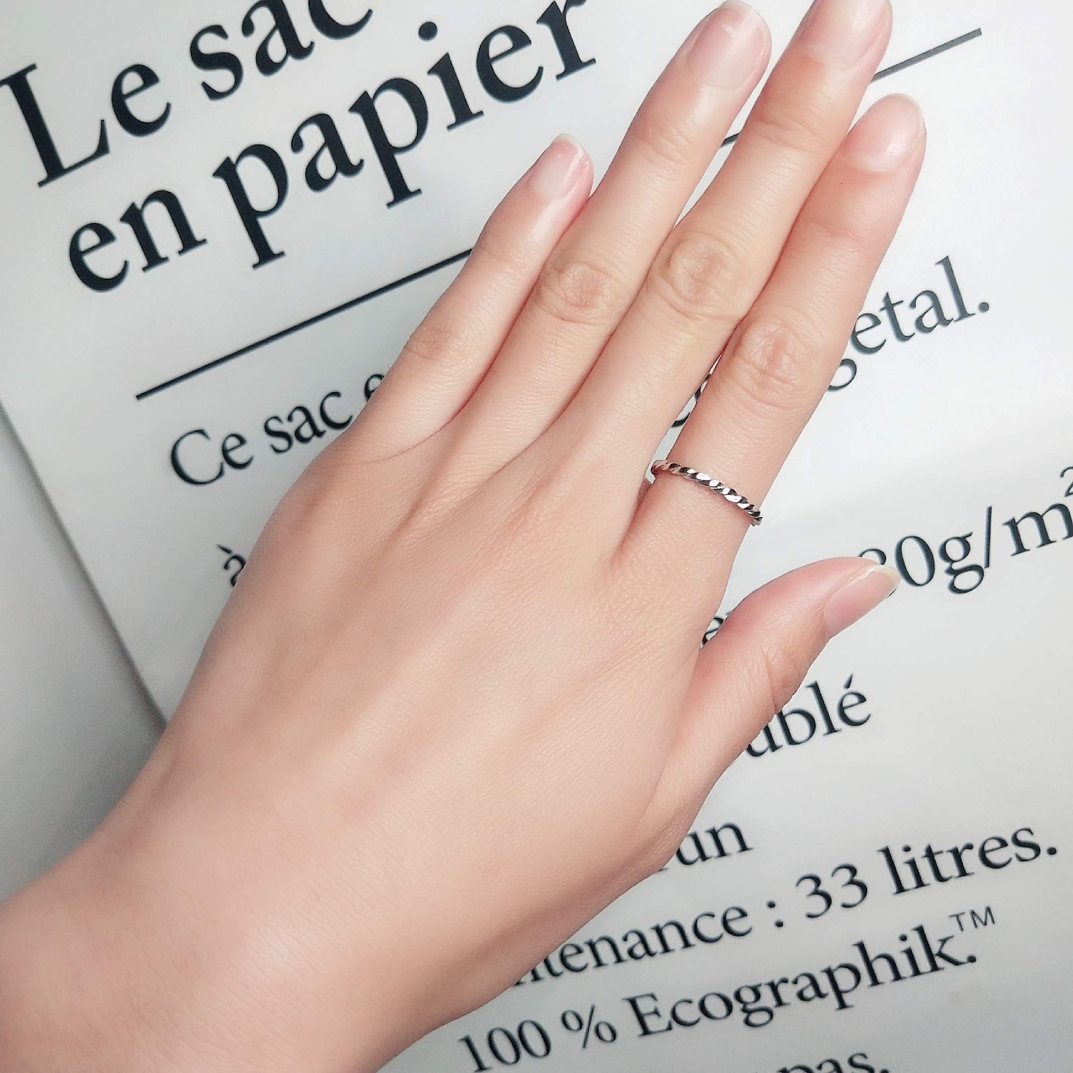 AVECON Silver Ring for Women, 925 Sterling Silver Engagement Wedding Promise Band Ring Simple Design Best Gift for Her Size 8