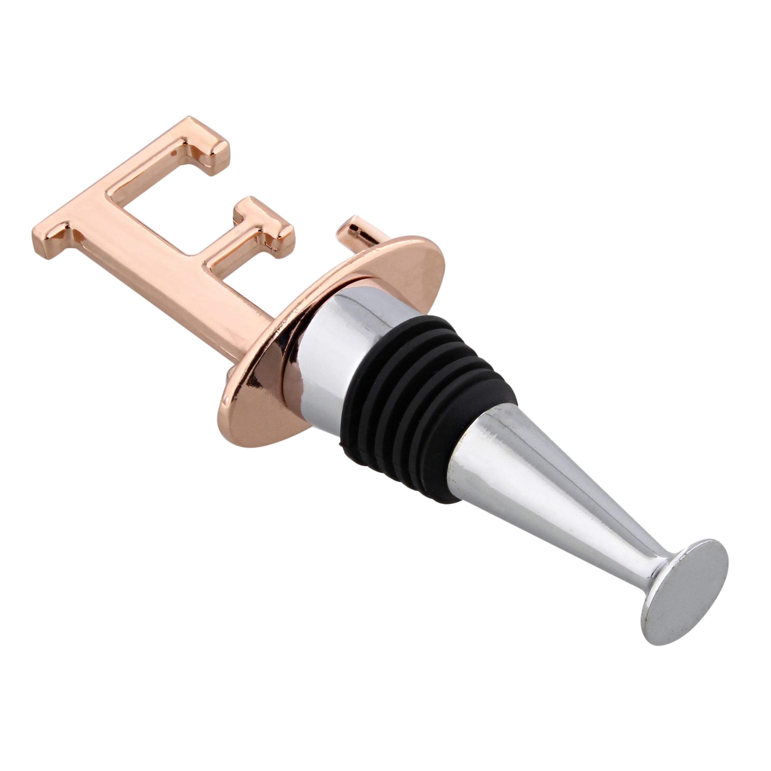 Bottle Wine Stopper Top Closer Seal with Monogrammed Letter βNβ in Rose Gold - Reusable Wine Cork Saver Sealer Plug 1pk