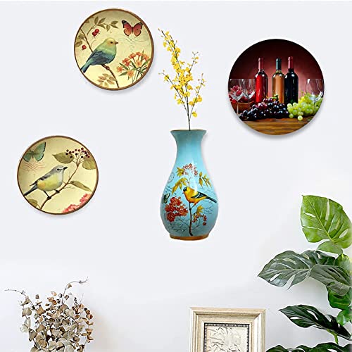 Kalen Still Life Wine Grapes Bottle Stemware Decorative Plate Wall Hanging Wedding Gifts Household for Home Decor Porcelain Plates with Display Stand 6 inches
