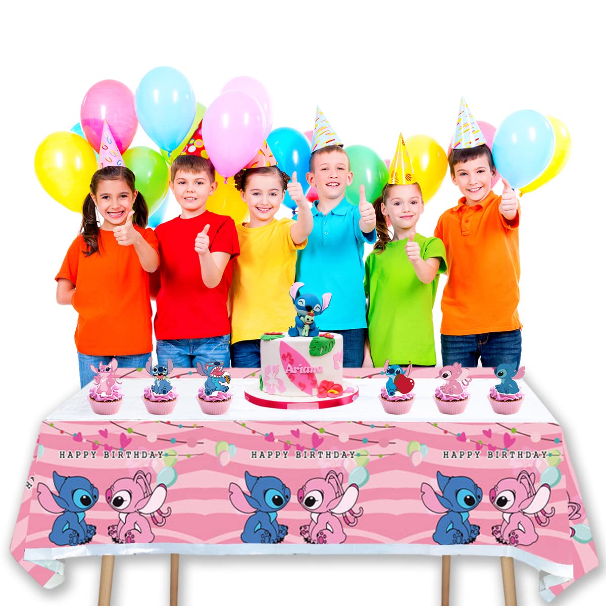 NF Orange 2 Pcs Lillos and Stitchs Tablecloth, for Girl Lillos and Stitchs Theme Birthday Party Supplies Decorations (70" x 42") (Pack of 2)