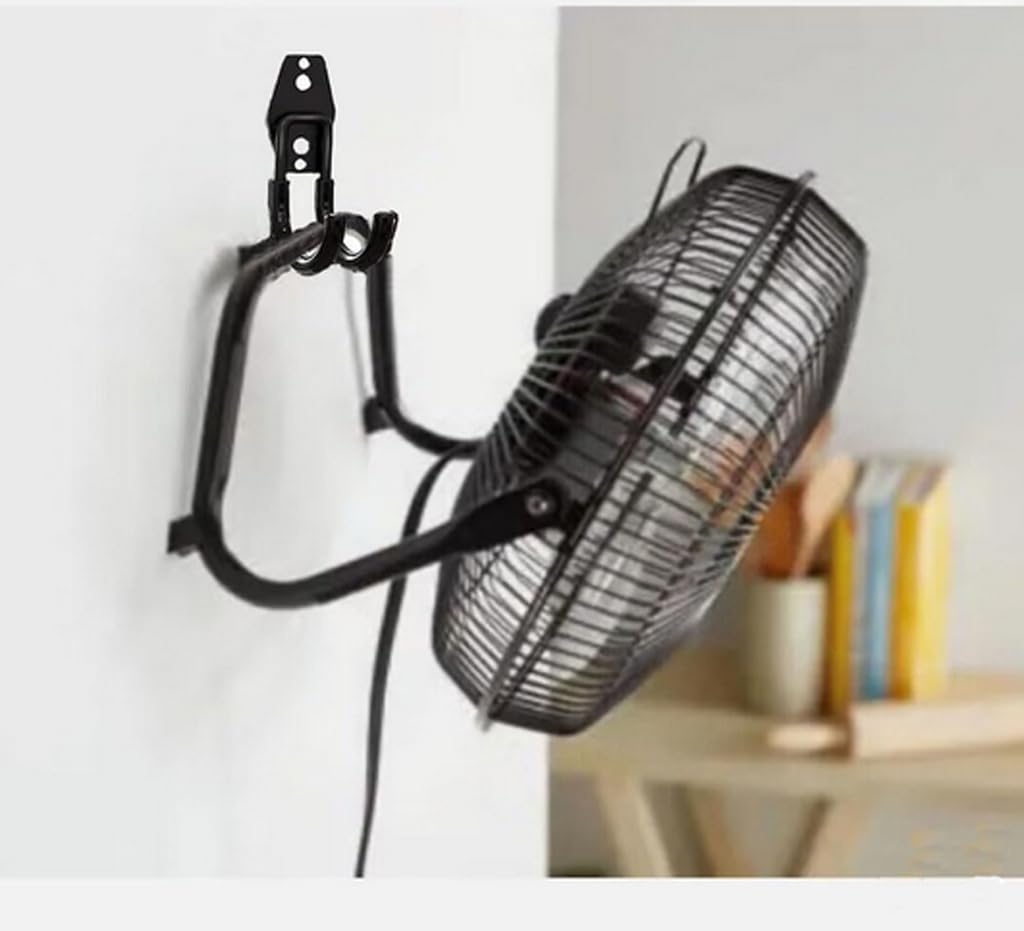 zoele Wall Mounting High Velocity Floor Fan Bracket, Wall Mount Industrial Grade Floor Fan Hook Hanger, Wall Fan Support Hook kit (Black-0)