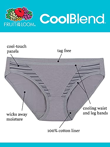 Fruit Of The Loom Women's Underwear Moisture Wicking Coolblend Panties, Hi-Cut - Fashion Assorted, Large (7)