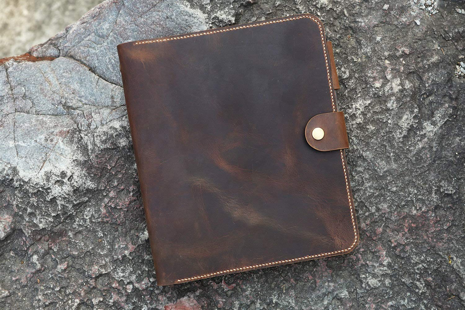Leather business portfolio 3 ring binder for letter size 3 hole refill paper/leather organizer folder for 8.5 x 11 refillable paper NL05BS