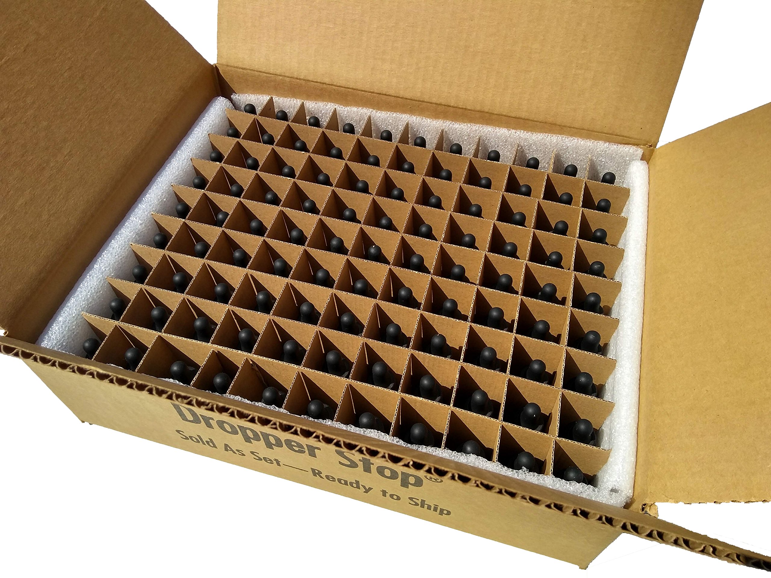 DropperStop⢠1oz Amber Glass Dropper Bottles (30mL) with Tapered Glass Droppers - Pack of 99