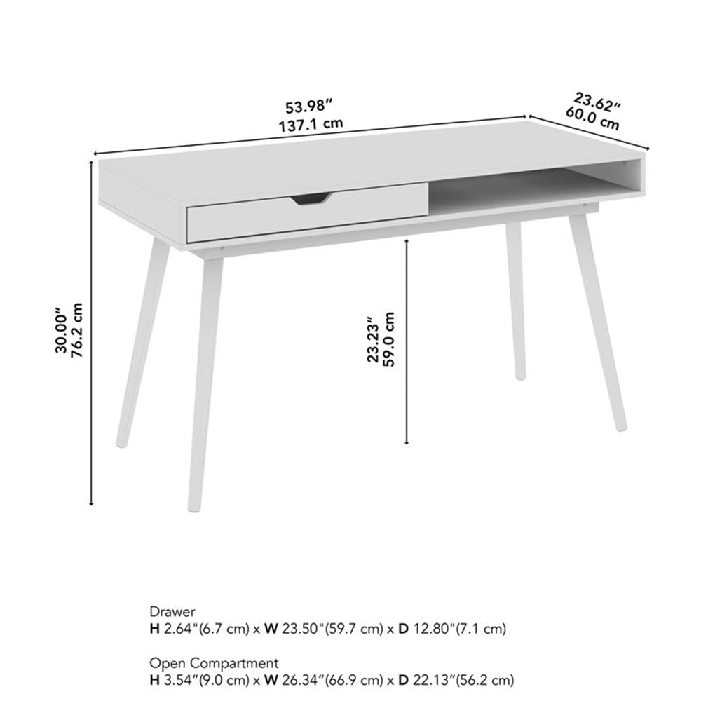 Bush Furniture Nora 54W Writing Desk in Natural Oak | Computer Table for Home Office Workspace or Entryway