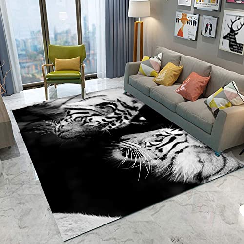 LGGQQW Black White Tigers Area Rug Home Decor