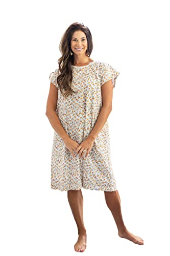 Gownies - Designer Hospital Patient Gown, 100% Cotton, Hospital Stay (Aspen, Small/Medium)