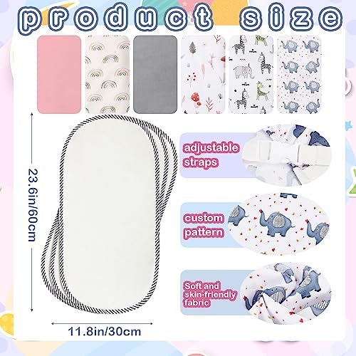 Kinlop 6 Pcs Changing Pad Cover and 6 Pcs Changing Pad Liners for Baby Girls Boys, Changing Table Pad Covers Changing Table Cover Liners Rainbow Boho Animal Woodland Changing Pad Sheets