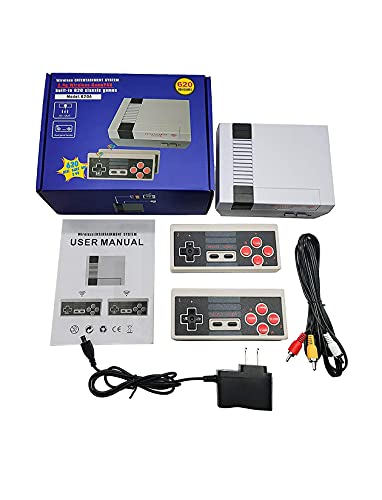 Generic Retro Wireless Video Game Console Classic Handheld Mini PC Game Player Built in 620 Games Dual Controller AV TV Game Machine for Kids,Children,Adult,Grey,18x14x7cm