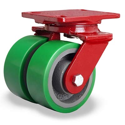 Hamilton Heavy Service Dual-Wheel Swivel Caster Part# S-HS2-5DB 5" x 2" Duralast Polyurethane (95A) on Cast Iron Wheels with 1/2" Sealed Precision Ball Bearings - 1,800 lbs Capacity - USA Made