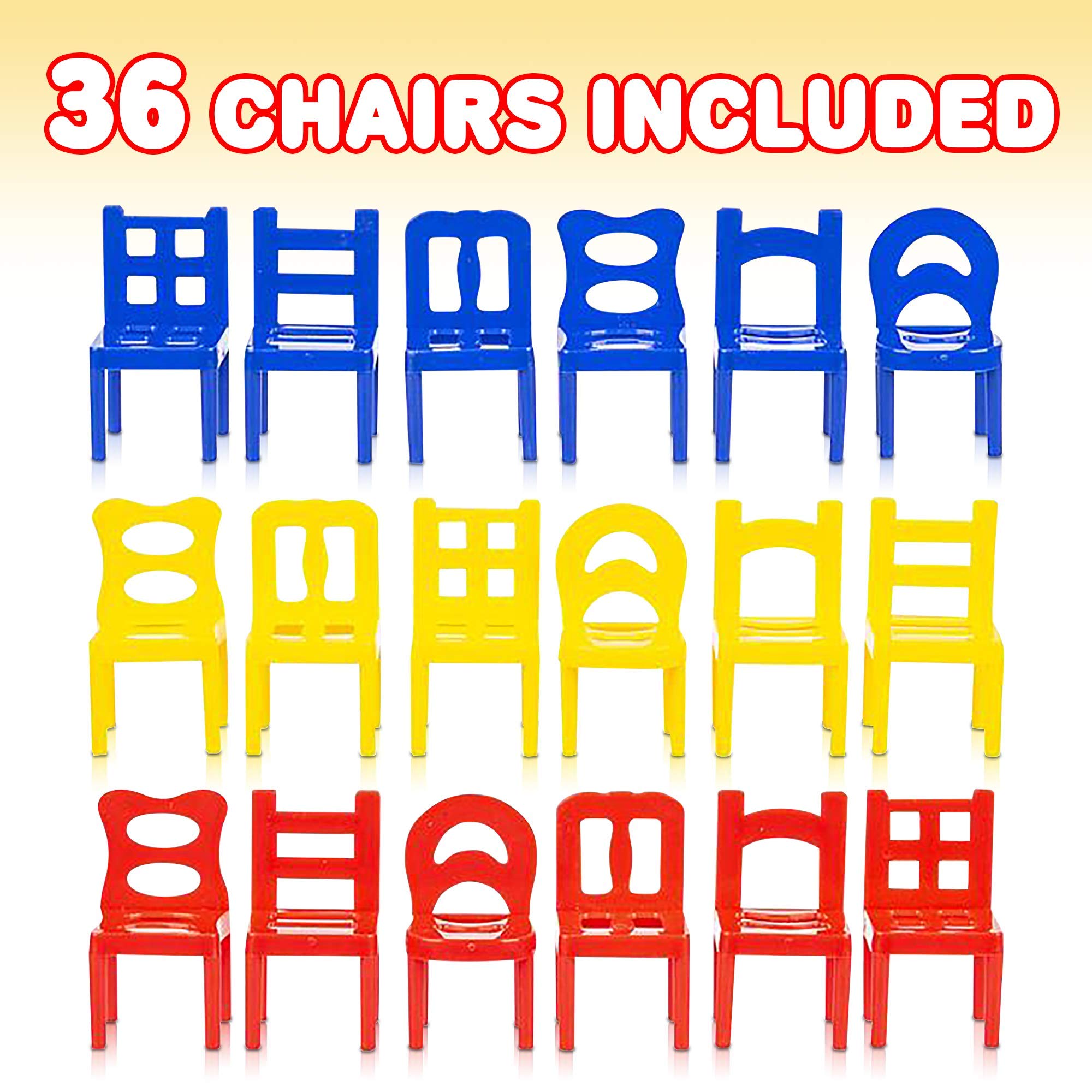 Gamie Balancing Chair Game, 2 Sets, Stacking Chair Games with 18 Mini Chairs & Instruction Guide, Family Game Night Games for Children, Development Learning Game for Coordination & Balance