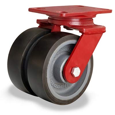 Hamilton Heavy Service Dual-Wheel Swivel Caster Part# S-HS2-6DB70 6" x 2" Duralast Polyurethane (70D) on Cast Iron Wheels with 1/2" Sealed Precision Ball Bearings - 2,400 lbs Capacity - USA Made
