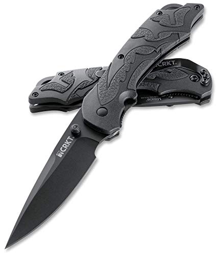 CRKT Moxie EDC Folding Pocket Knife: Assisted Opening Everyday Carry, Black Blade, Thumb Stud, Liner Lock, Textured Non Slip Handle, Pocket Clip 1100