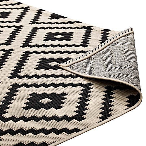 Modway Perplex Geometric Diamond Trellis 5x8 Indoor and Outdoor In Black and Beige