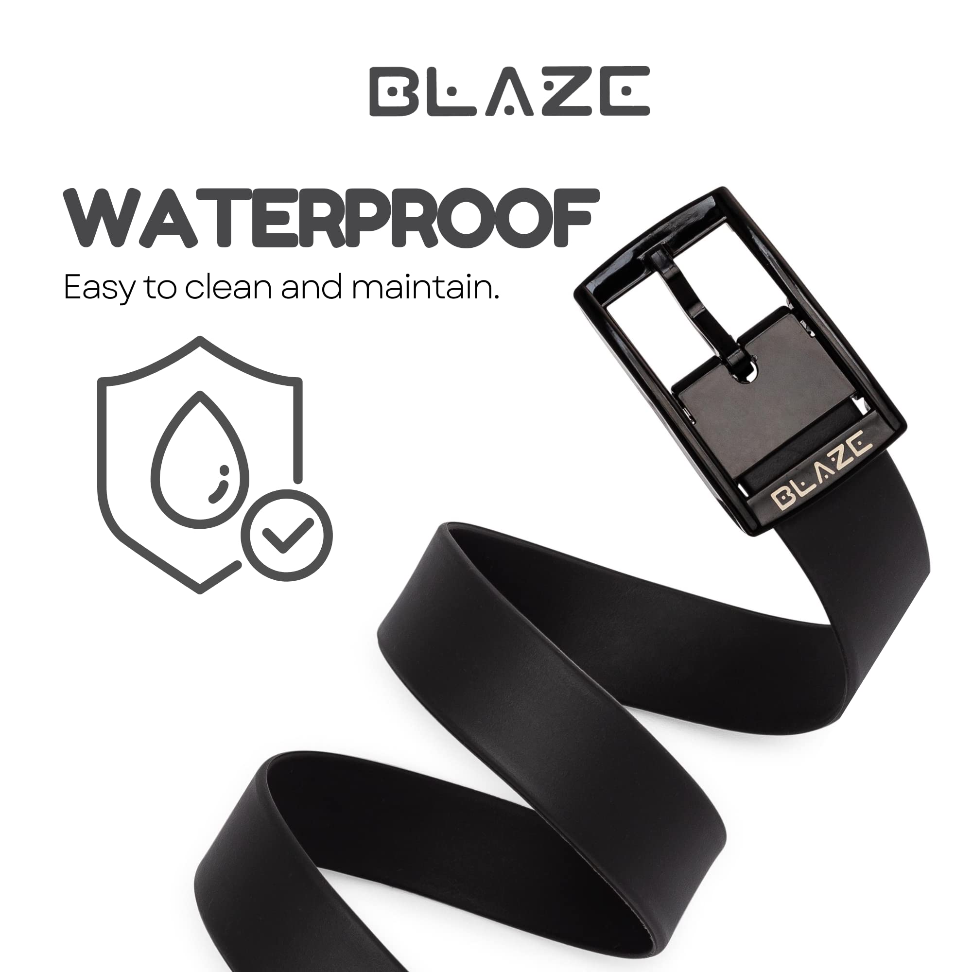 Blaze Belts Silicone Belts 2022 Updated Version for Men and Women - Adjustable Belt for Casual and Fashion Wear (Black)