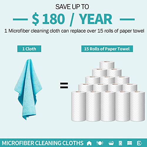HOMERHYME Microfiber Cleaning Cloth - 12 Pack Cleaning Towels, 12.6" x 12.6" Dish Cloths, Lint Free Non-Abrasive Dusting Cloth, Washable Reusable All Purpose Wash Cloth for Kitchen, Car, House, Office