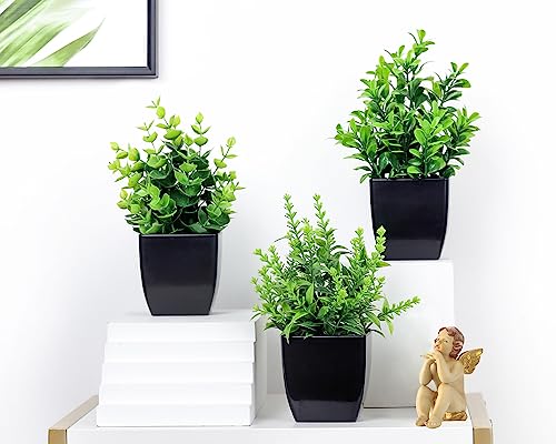 Der Rose Set of 4 Packs Small Fake Plants Mini Artificial Faux Plants Indoor for Bathroom Farmhouse Room Table Decor