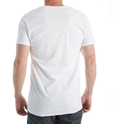 Fruit of the Loom Men's Eversoft Cotton Stay Tucked V-Neck T-Shirt, Regular-White-6 Pack, XX-Large