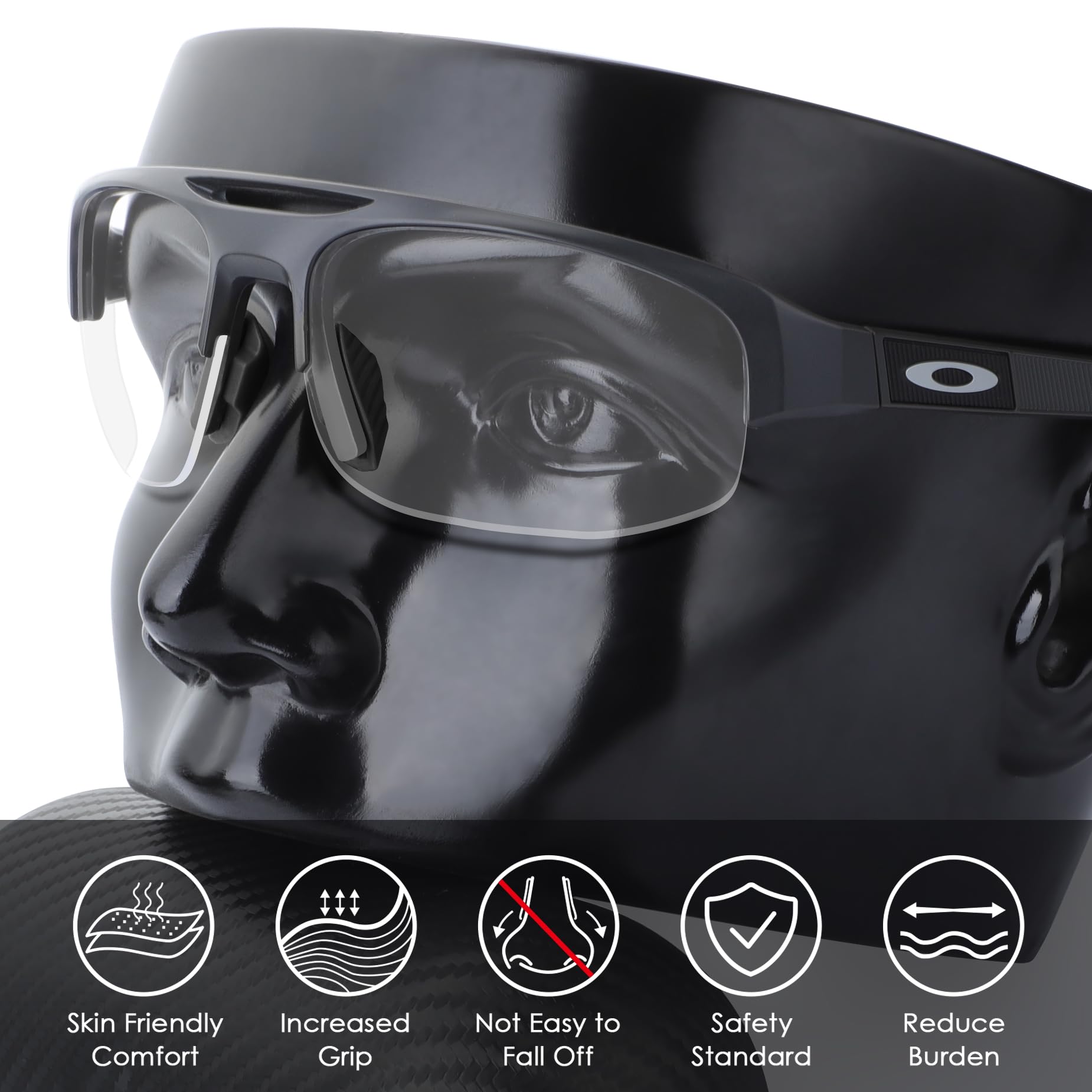BLAZERBUCK Replacement Nose Pads Nose Piece for Oakley Mercenary OO9424 Sunglasses - Standard Black + Low Bridge Black
