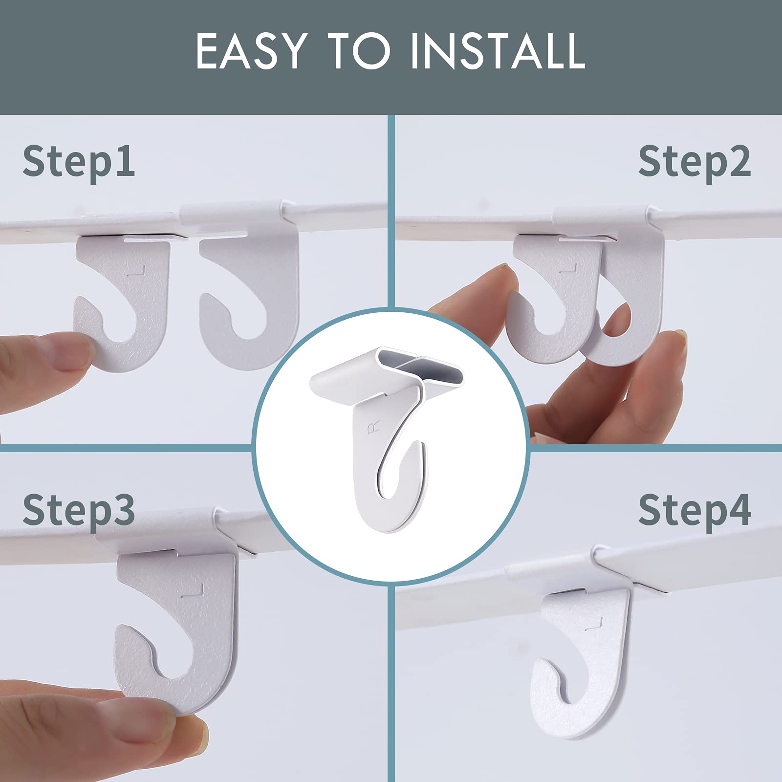 Gansita 12 Pair Drop Ceiling Hooks, T-Bar Track Clip Suspended Ceiling Hooks,White Heavy Duty Ceiling Hooks for Hanging Plants & Decorations, Metal T-Bar Hooks for Suspended Drop Ceiling Tiles
