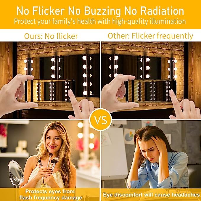 hansang 8 Pack Vanity Light Bulbs for Bathroom, 2700K Warm White E26 Base Round LED Globe Bulb, 40W Equivalent, G25 Vanity Light Bulb for Makeup Mirror Bedroom 120V, CRI85+, 500LM, Non-dimmable