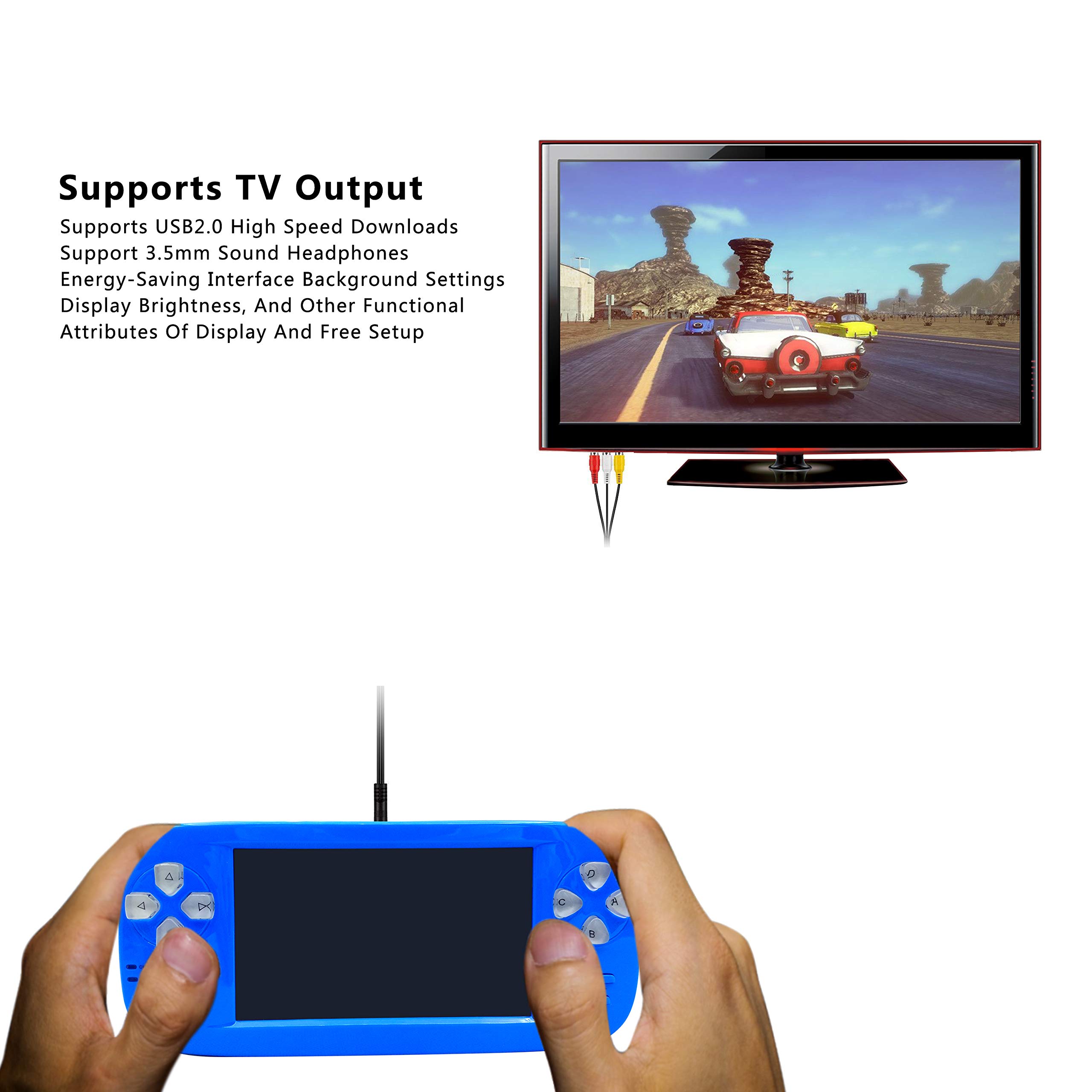 Handheld Game Console, Portable Video Game Console 4.3 Inch 3000 Classic Retro Game Console Pap-KIII , Support GBA / GBC / GB / SEGA / NES / SFC / NEOGEO (Blue)