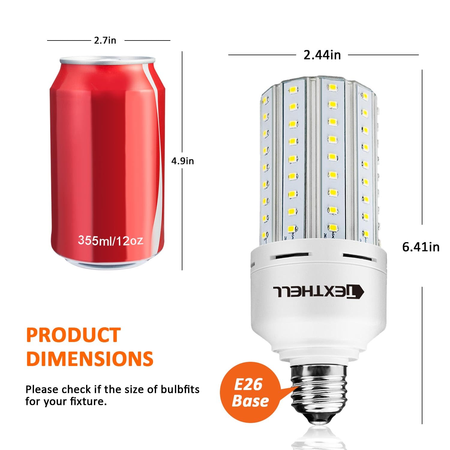 TEXTHELL Led Light Bulb 400W Equivalent 6250 Lumen 5000K E26/E27 Medium Base 50W led Bulb for Outdoor Indoor Lamp Area Garage Warehouse Workshop Street Backyard