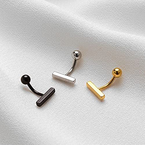 BLBLJERY Small Belly Button Ring Belly Rings Surgical Steel Dainty Bar Navel Ring Simple Belly Rings Belly Button Piercing Silver