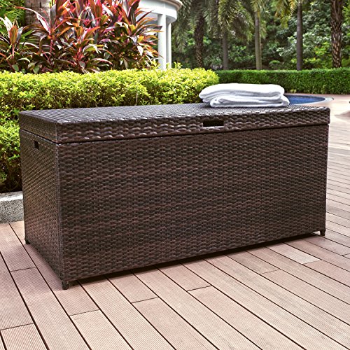 Crosley Furniture CO7300-BR Palm Harbor Outdoor Wicker Storage Bin, Brown