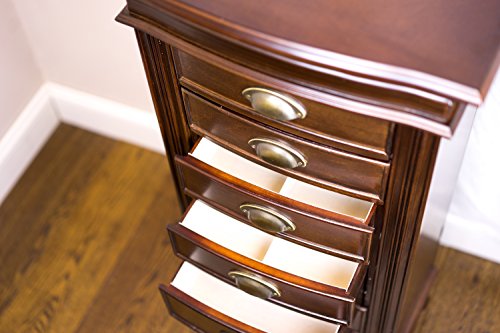Hives and Honey Alexa Jewelry Armoire, Large, WALNUT & Earring Tray Inserts (4 Pack) Jewelry Storage, Sand (9006-905)